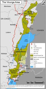Map of Virunga National park- Nyiragongo And Nyamulagira volcanoes